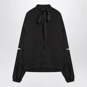 Balenciaga Satin Blouse With Bow - Black