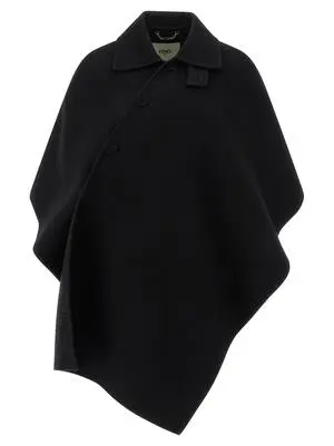 Fendi Double Wool' Cape - Black