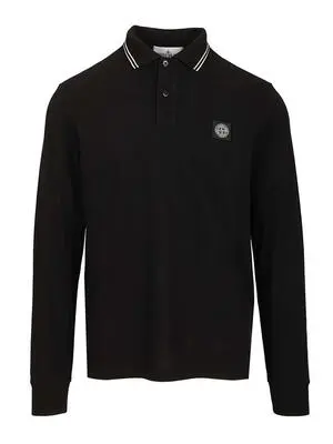 Stone Island Long-sleeved Polo Shirt - Black