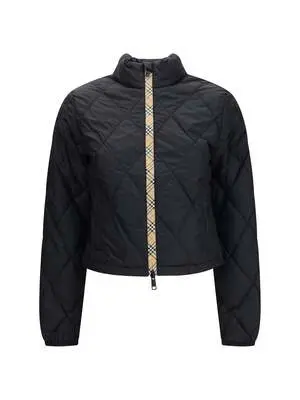 Burberry Bramford Quilted Nylon Jacket With Check Tape - Black