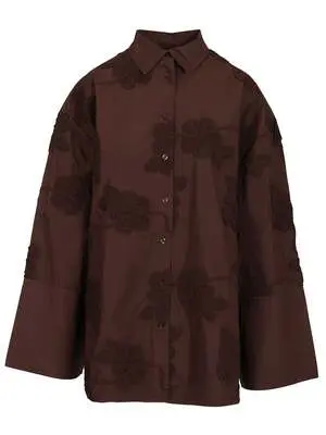 ROTATE BY BIRGER CHRISTENSEN Flower Oversized Shirt - Brown