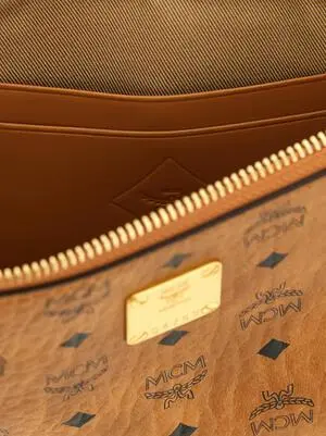 Mcm Aren Monogram Canvas Clutch - Brown