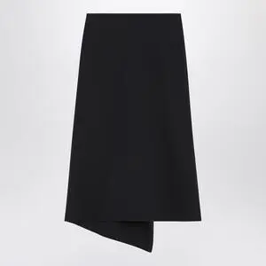 Victoria Beckham Navy Skirt In Wool Blend - Blue