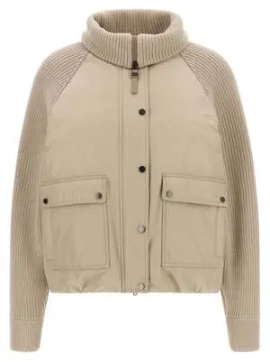 Brunello Cucinelli Knit Insert Down Jacket - Cream