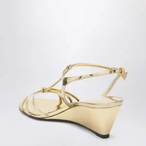 Prada Platinum Leather Wedge Sandals