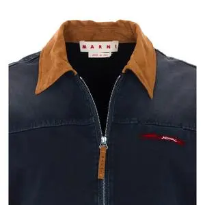 Marni Canvas Jacket With Contrasting Collar And Logo