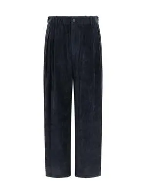 Giorgio Armani GIORGIO ARMANI Wide-Leg Ribbed Viscose Velvet Pants Black