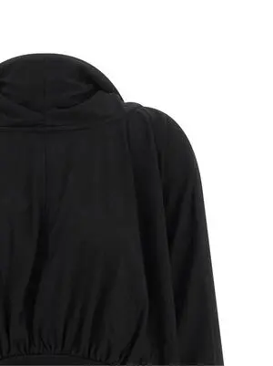 Rick Owens Cropped Hooded Top - Black