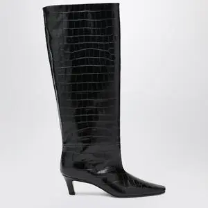 TOTEME Croc-embossed Leather Boots - Black