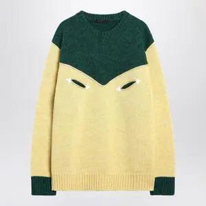 Prada Cream And Emerald Green Wool Sweater - Multicolor