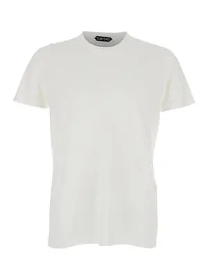 TOM FORD Tom Ford Men T-Shirt 'Cotton Silk Ss' White With Round Neck In Cotton And Silk Men Multicolor