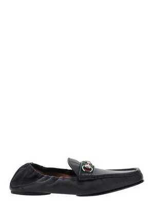 Gucci Loafers With Rounded Toe And Horsebit Detail On Front In Leather For - Black