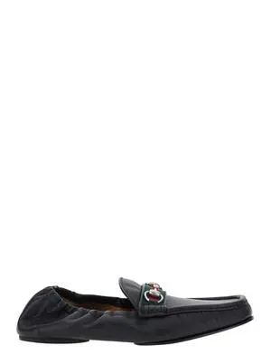 Gucci Loafers With Rounded Toe And Horsebit Detail On Front In Leather For - Black