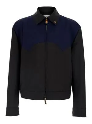Versace Brown Jacket With Classic Collar And Zip Closure On The Front In Leather For