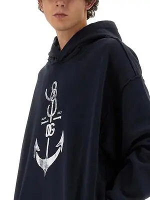 Dolce & Gabbana Sweatshirt With Navy Print - Blue