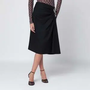 Dries Van Noten Draped Skirt With Brooch - Blue
