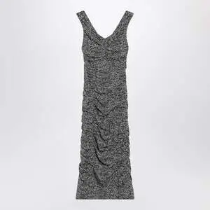 Dolce & Gabbana Diagonal Print Dress In Silk Blend - Black