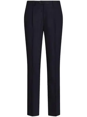 Etro Stretch Wool Pleated Trousers - Blue