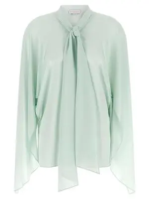 Stella McCartney Silk Lavallière Collar Shirt - Green