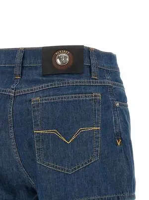 Versace Chambray Denim Shorts - Blue