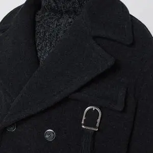 DURAZZI MILANO Dark Grey Melange Wool Coat