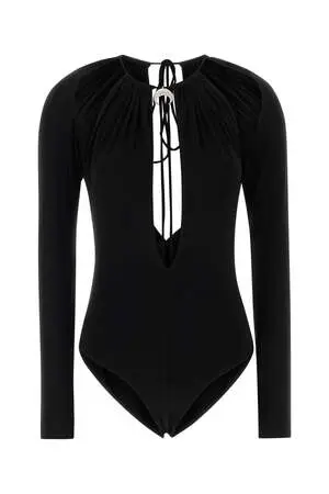 MARINE SERRE Stretch Viscose Bodysuit - Black