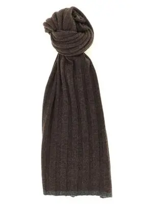 Brunello Cucinelli Ribbed Cashmere Knit Scarf - Brown