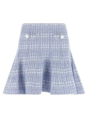 SELF-PORTRAIT Check Knit Mini Skirt - Blue