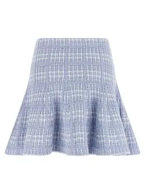 SELF-PORTRAIT Check Knit Mini Skirt - Blue