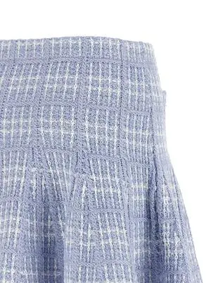 SELF-PORTRAIT Check Knit Mini Skirt - Blue