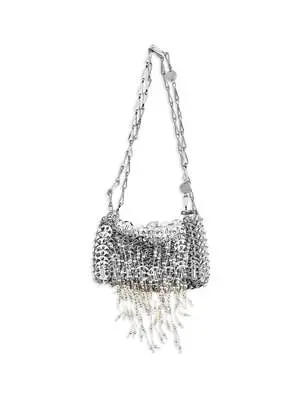 Rabanne Nano 1969 Pearl Fringe Shoulder Bag - Silver