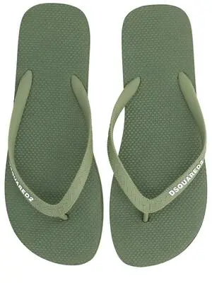 Dsquared2 Rubber Flip Flop Slippers With Logo - Green