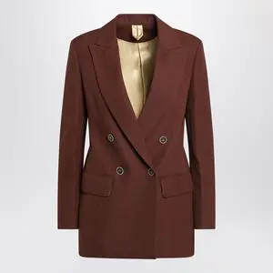 Max Mara Earth-tone Jacket In Wool Grain De Poudre - Red