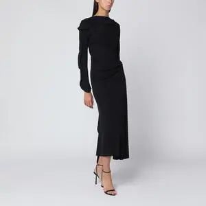 Victoria Beckham Midi Dress In Draped Jersey - Black