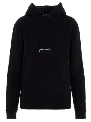 Saint Laurent Logo Print Hoodie - Black