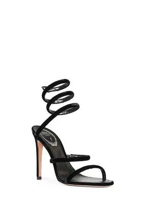 Rene Caovilla Black Velvet Cleo 105 Sandals - Multicolor