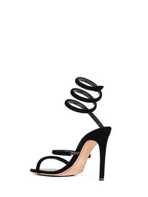 Rene Caovilla Black Velvet Cleo 105 Sandals - Multicolor