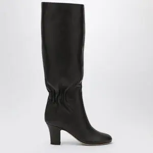FERRAGAMO Ruched Boots In Dark Leather - Brown