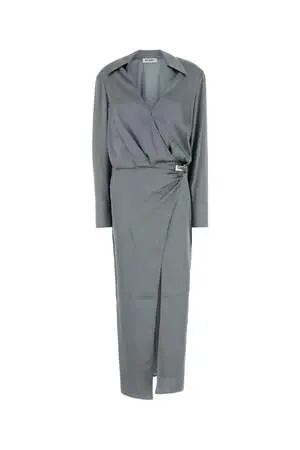 Attico Dark Grey Satin Dress - Gray