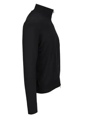 Tagliatore Cotton And Silk High Neck Zip Sweater - Blue