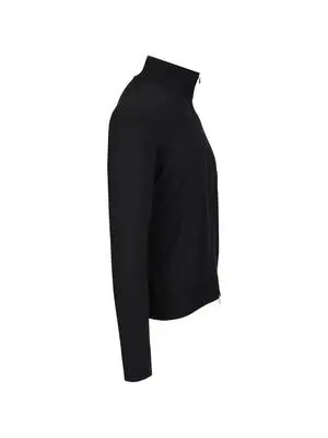 Tagliatore Cotton And Silk High Neck Zip Sweater - Blue