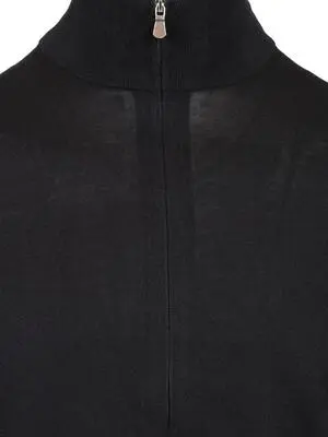 Tagliatore Cotton And Silk High Neck Zip Sweater - Blue