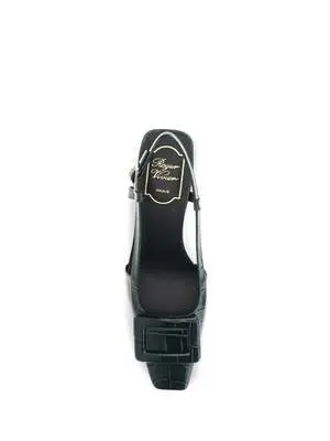 ROGER VIVIER Belle Vivier Croc-effect Slingback Pumps