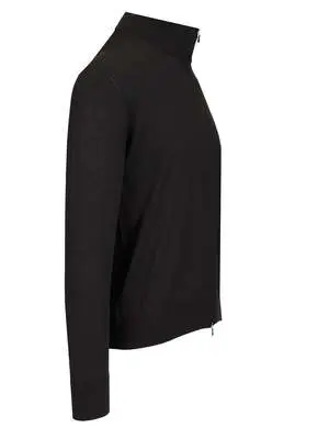 Tagliatore Cotton And Silk High Neck Zip Sweater
