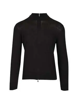 Tagliatore Cotton And Silk High Neck Zip Sweater