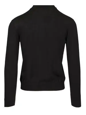 Tagliatore Cotton And Silk High Neck Zip Sweater - Black