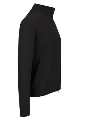 Tagliatore Cotton And Silk High Neck Zip Sweater - Black