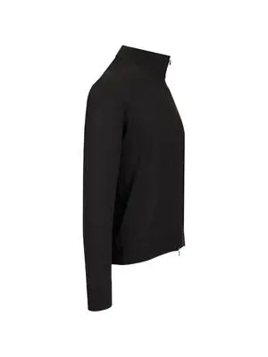 Tagliatore Cotton And Silk High Neck Zip Sweater - Black