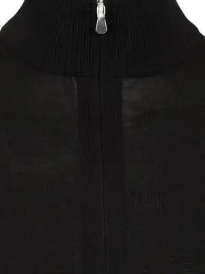 Tagliatore Cotton And Silk High Neck Zip Sweater - Black
