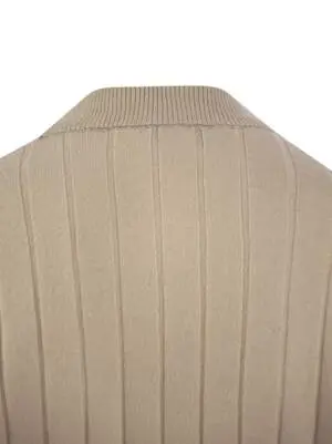 Brunello Cucinelli Cashmere V-neck Sweater With Monile Embroidery - Cream